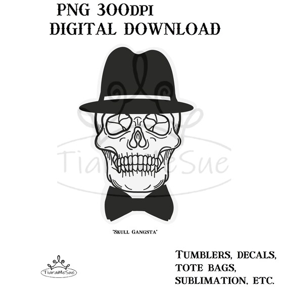 DIGITAL DOWNLOAD Skull Gangsta Png Sublimation Design Decal | Etsy
