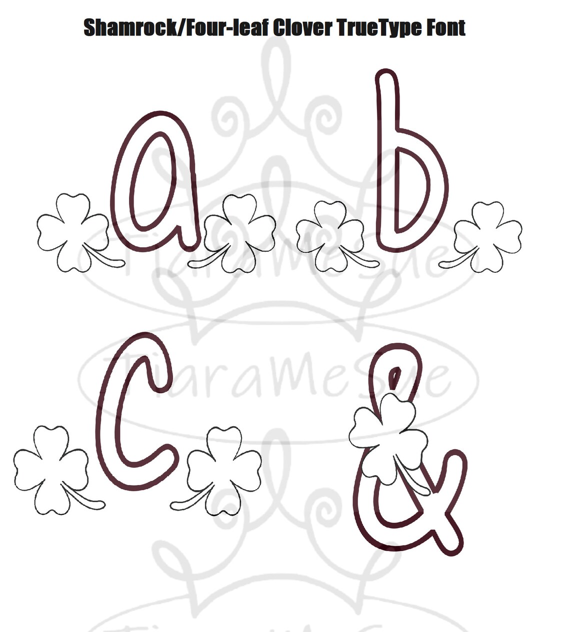 Shamrock Alphabet Four Leaf Clover TTF Font. St. Patrick's Day Font ...