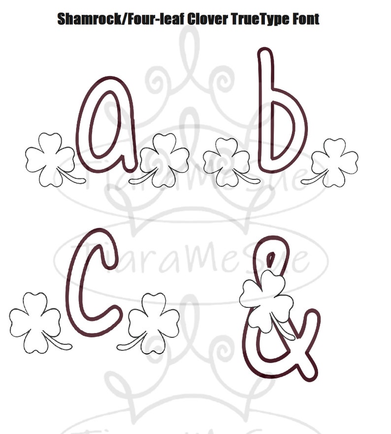 Shamrock Alphabet Four Leaf Clover TTF Font. St. Patrick's Day Font ...