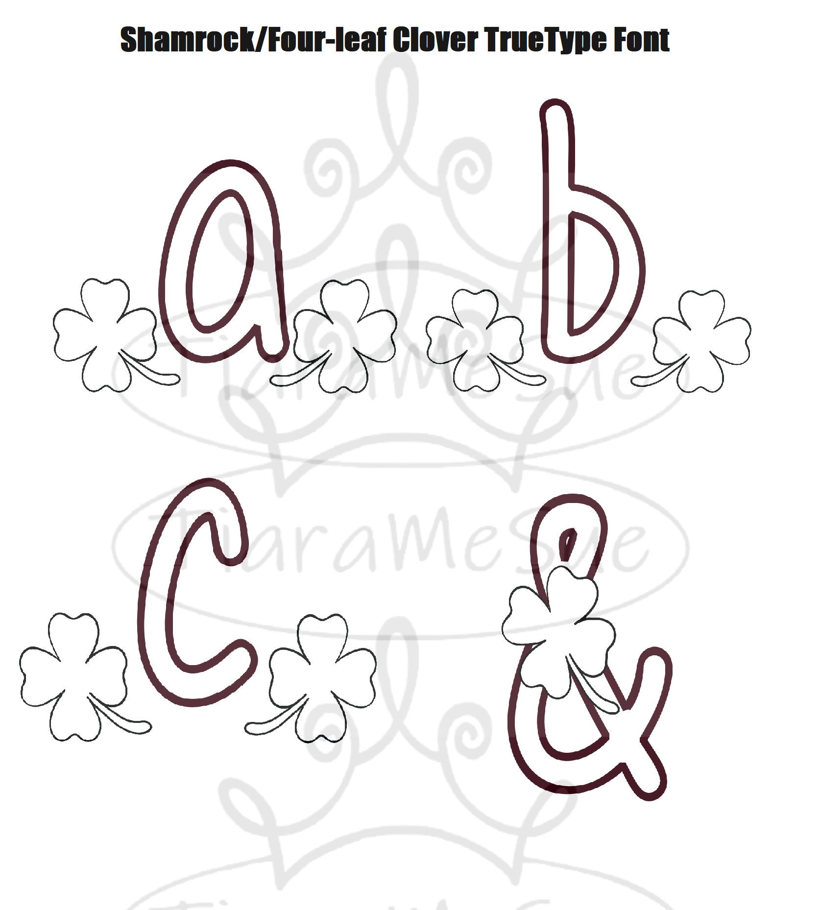 Shamrock Alphabet Four Leaf Clover TTF Font. St. Patrick's Day Font ...