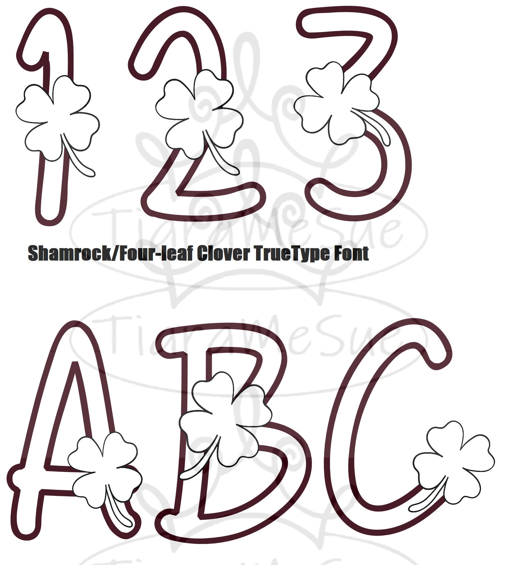 Shamrock Alphabet Four Leaf Clover TTF Font. St. Patrick's Day Font ...