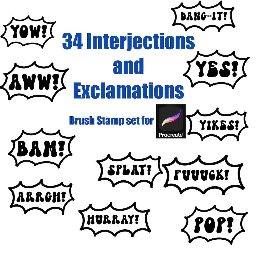 34 Exclamations Brush Stamp Set for Procreate - Etsy