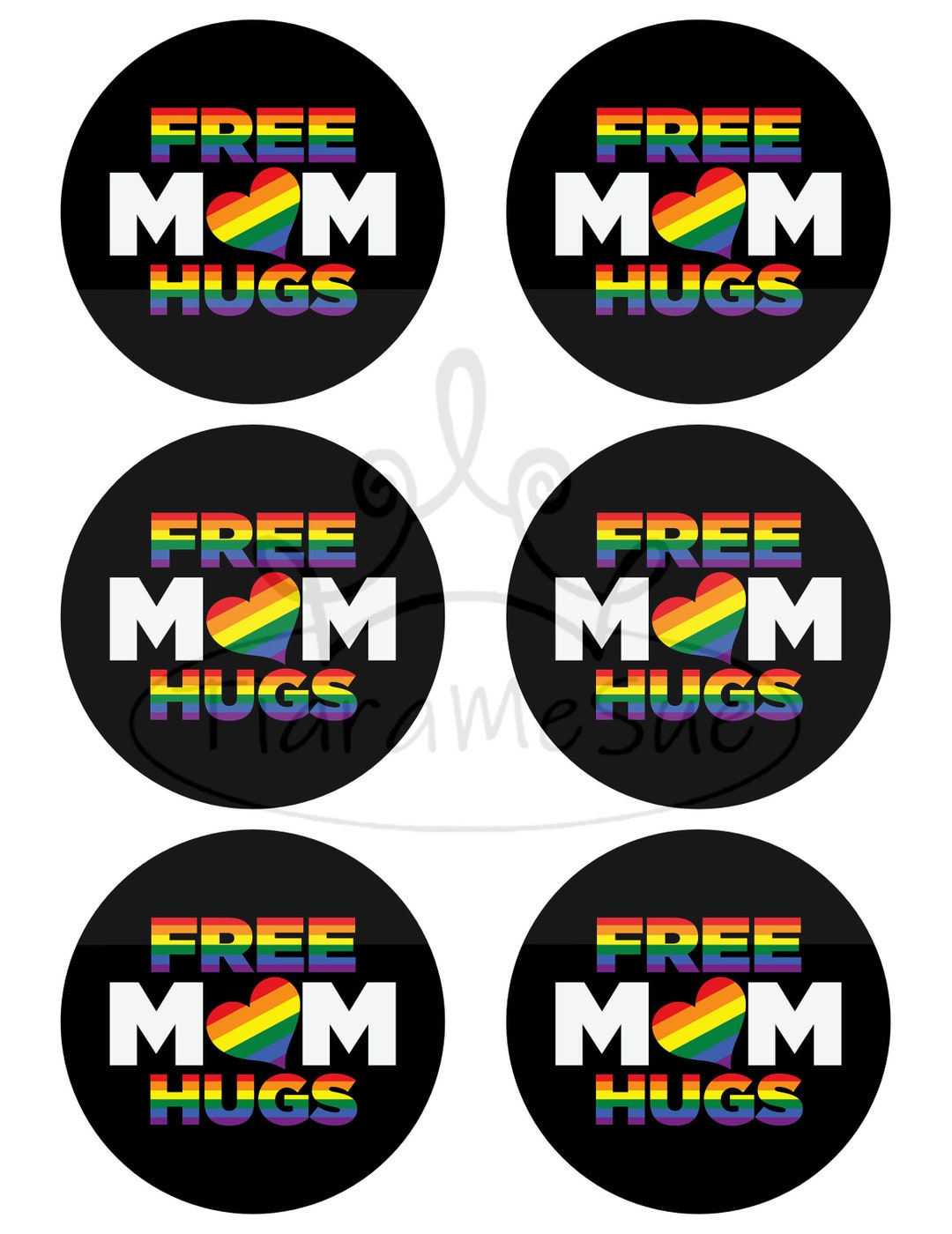 FREE MOM HUGS Pinback Button Circle Templates 1 In, 1.5 In, 2.25 In ...