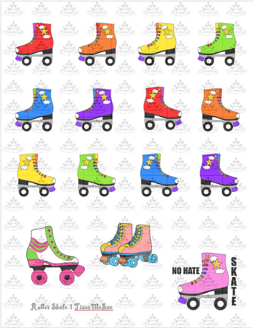 Roller Skate Print Your Own Sticker Page Digital Download - Etsy