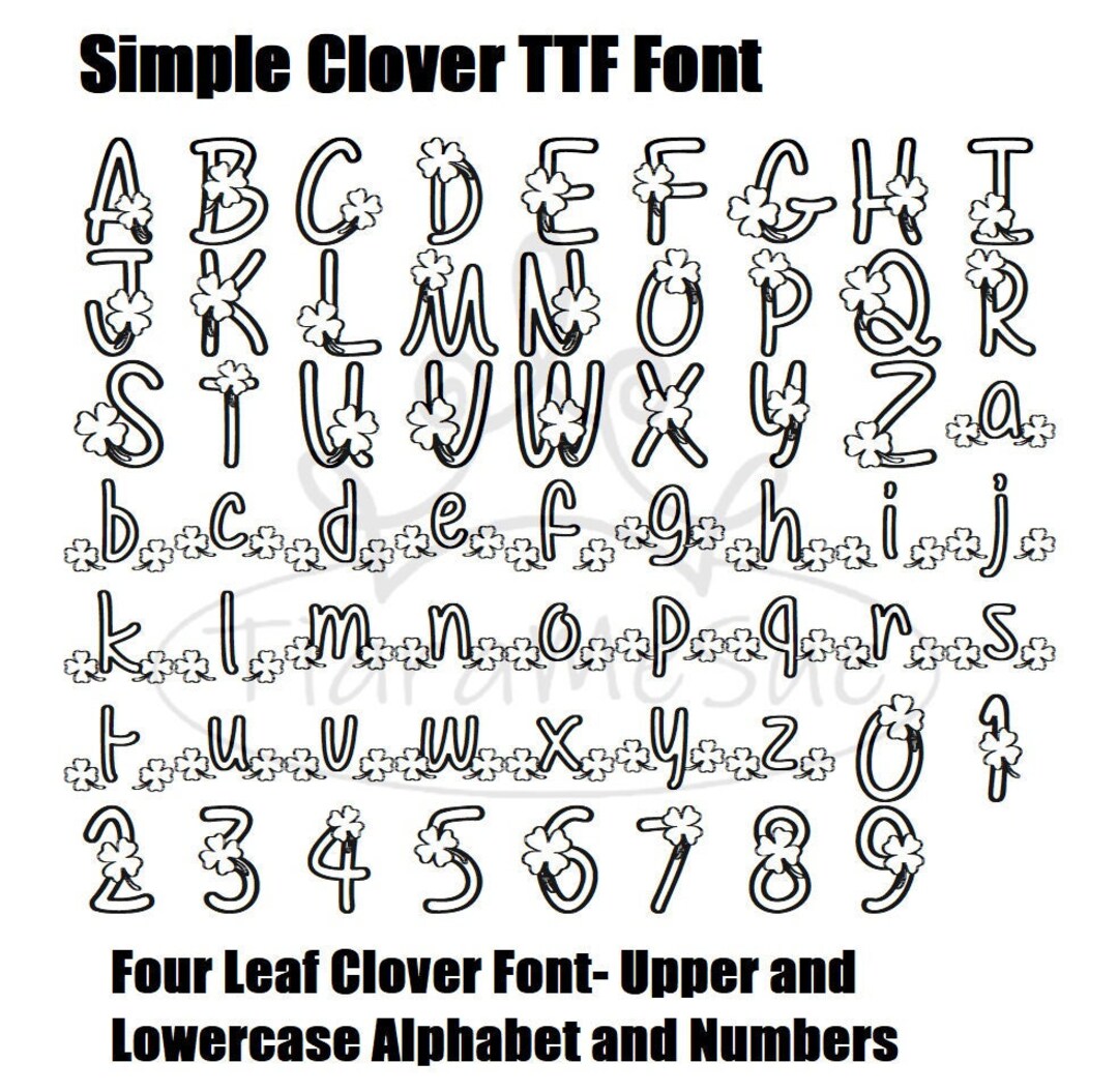 Shamrock Alphabet Four Leaf Clover TTF Font. St. Patrick's Day Font ...