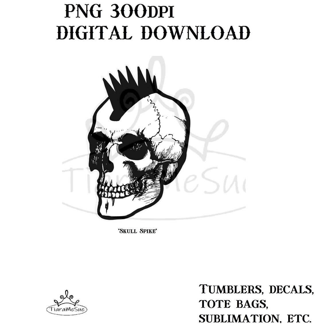 DIGITAL DOWNLOAD Skull Spike Png, Sublimation Design, Decal ...