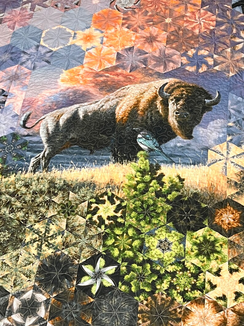 King Size One Block Wonder Handmade ‘buffalo’ Quilt That Measures 97 ...