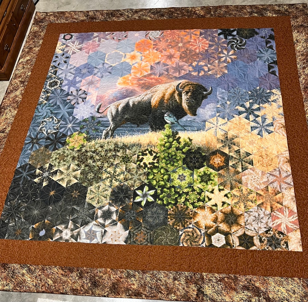 King Size One Block Wonder Handmade ‘buffalo’ Quilt That Measures 97 ...