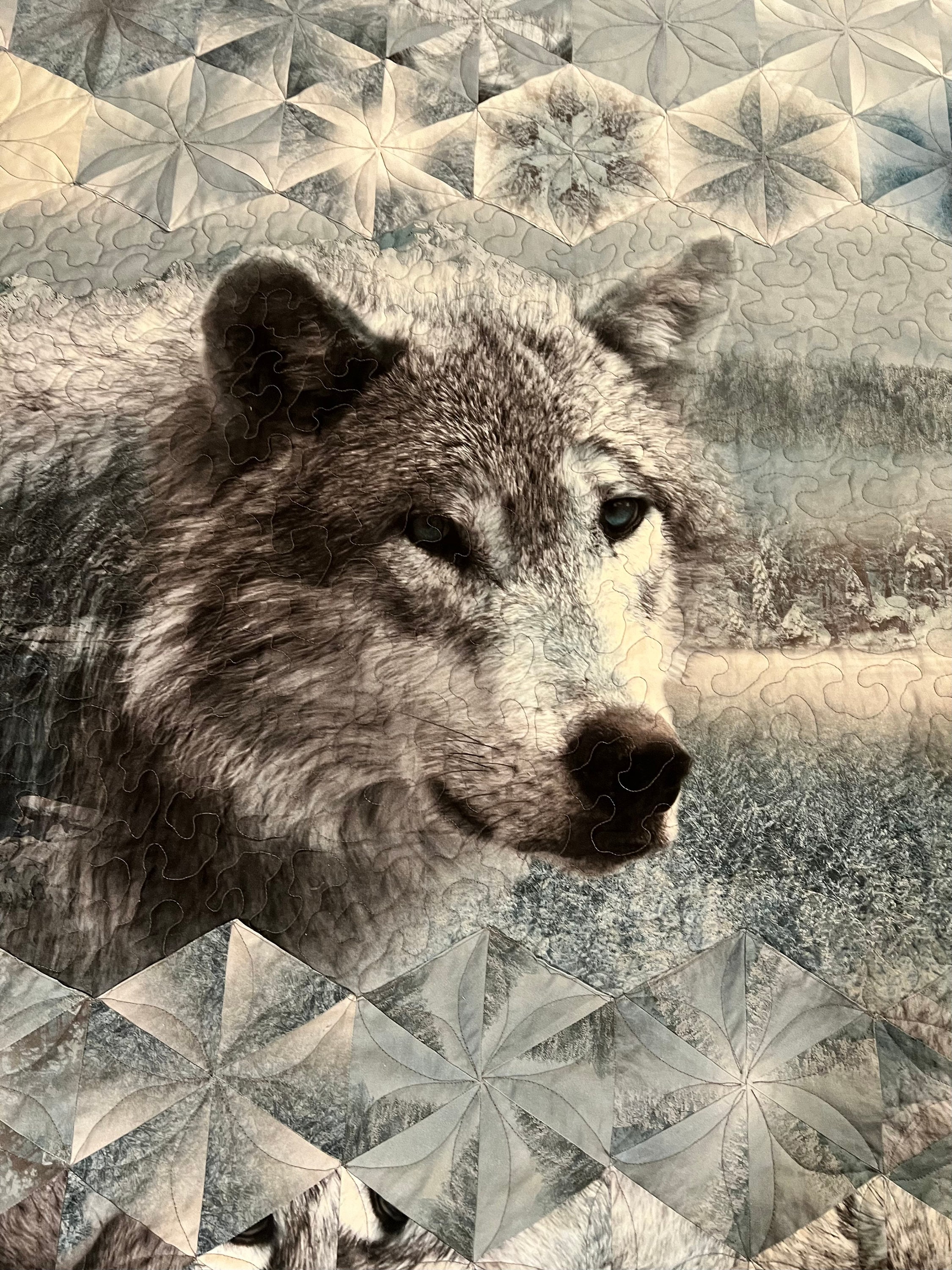 Wolf Themed One Block Wonder King Size Handmade Quilt That’s 101 Long ...
