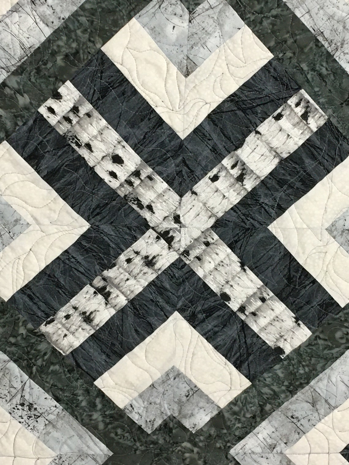 King Size 100 X 100 Handmade Quilt That is Mostly Grays and off White ...