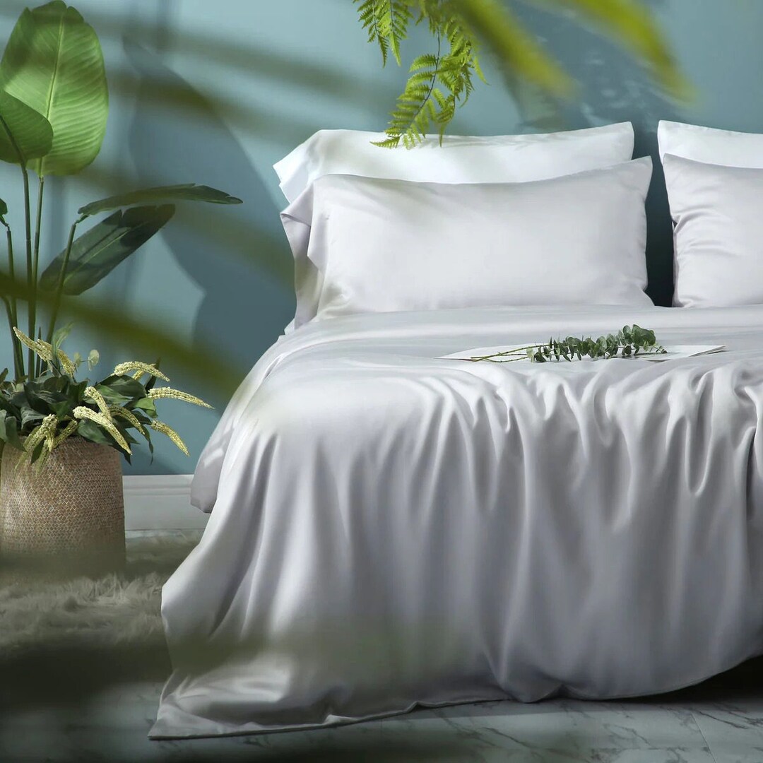 100% Eucalyptus Silk Tencel Lyocell Bedding Set Double King Duvet Cover ...