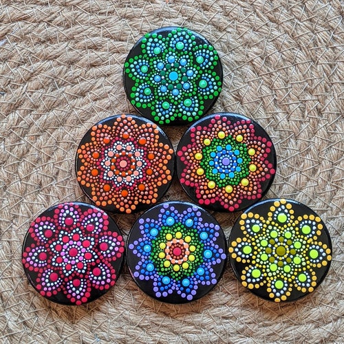 Mandala Dot Art Magnet Hand Painted Fridge Magnet Boho - Etsy