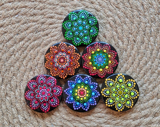 Mandala Dot Art Magnet, Hand Painted Fridge Magnet, Boho Fridge Magnets ...