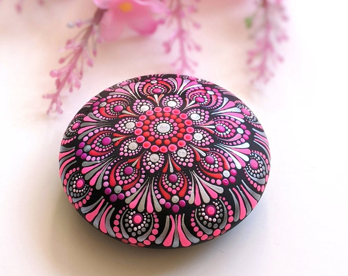 Mandala Stone, Dot Mandala, Painted Rock, Gift for Her, Mandala Rocks ...