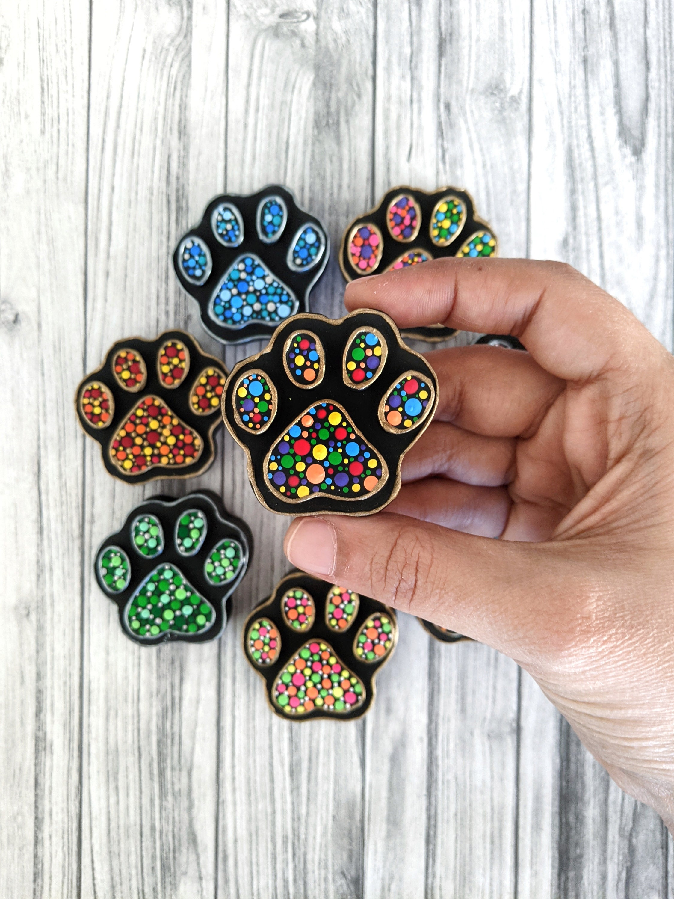Paw Print Stone Hand Painted Stone Personalized Pet Gift - Etsy