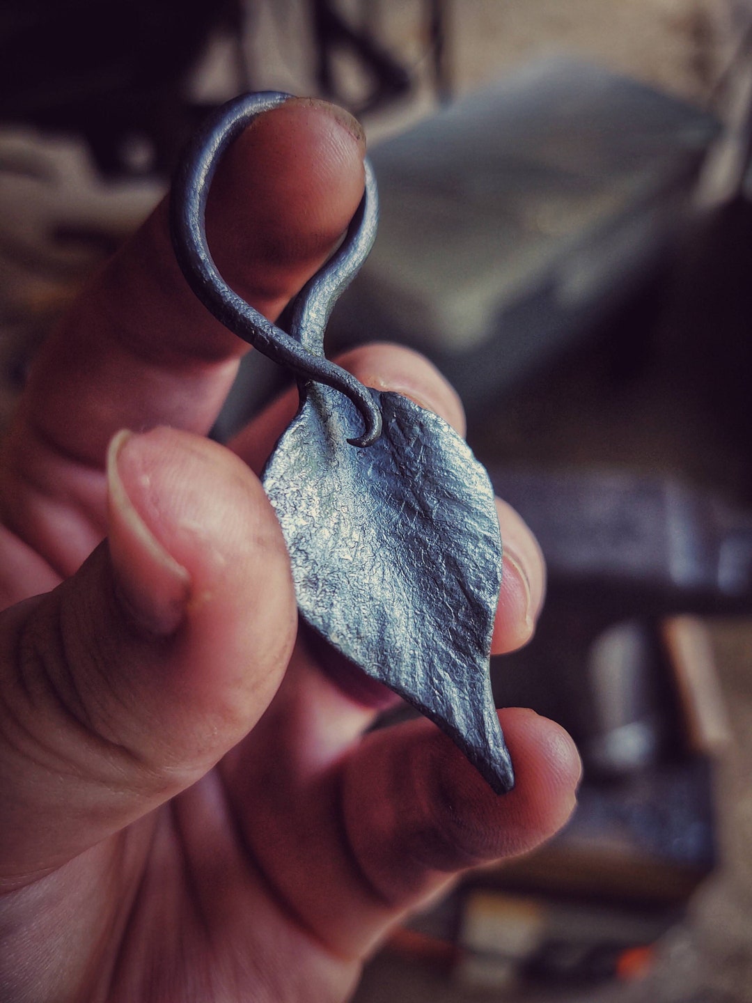 Hand Forged Leaf Pendant/hand Forged Pendant/hand Forged Fantasy ...