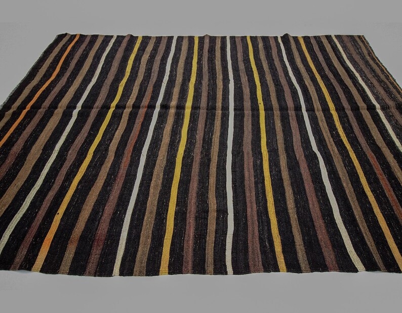 Vintage Striped Modern Turkish Kilim Rug 7.3 x 10.0 ft | Etsy