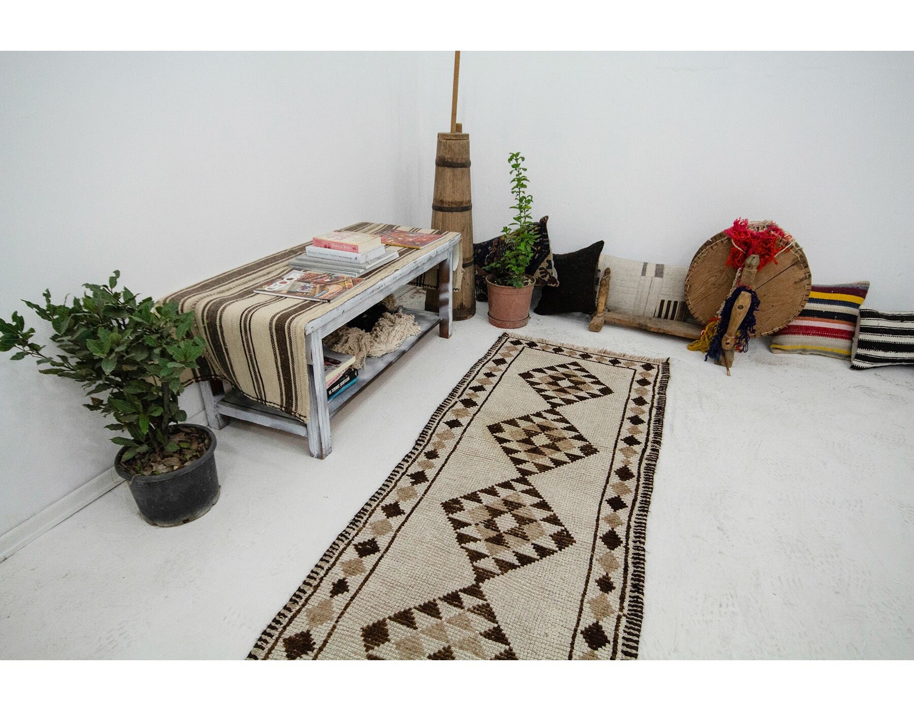 Natural Vintage Wool Runner Rug 2.7 X 11.6 - Etsy UK