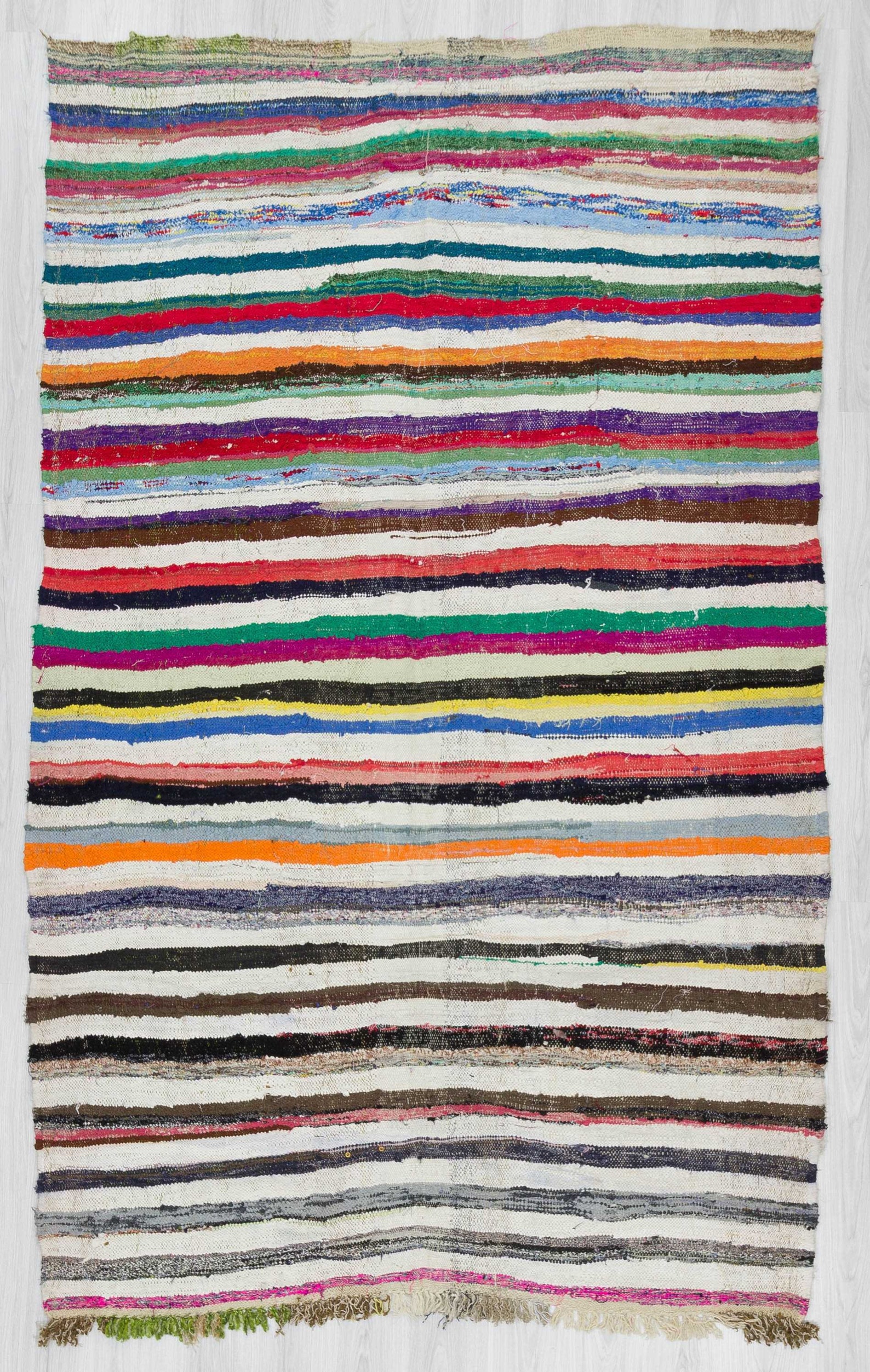 Colorful Striped Vintage Rag Rug 6.7 X 10.7 Ft - Etsy