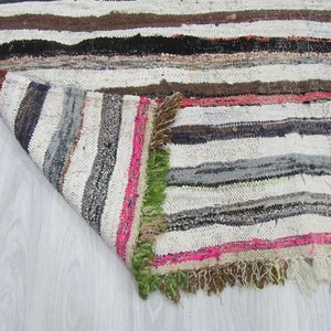 Colorful Striped Vintage Rag Rug 6.7 X 10.7 Ft - Etsy