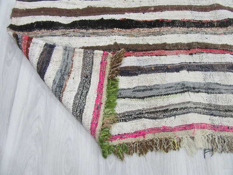 Colorful Striped Vintage Rag Rug 6.7 X 10.7 Ft - Etsy