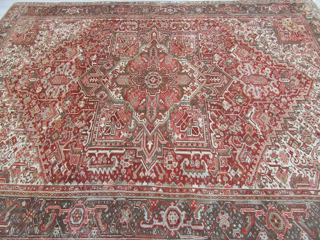 Large Vintage Rug 9.3 X 12.2 Ft - Etsy