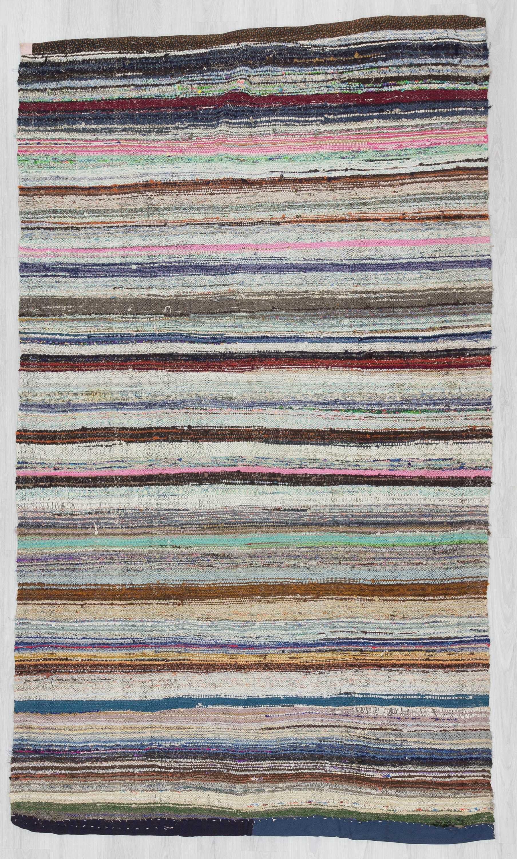 Vintage Striped Rag Rug 6.4 X 10.8 Ft - Etsy
