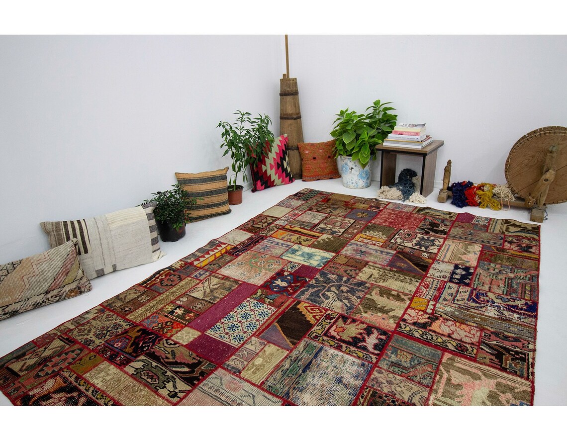 Colorful Vintage Turkish Patchwork Rug 5.9 X 8.0 - Etsy
