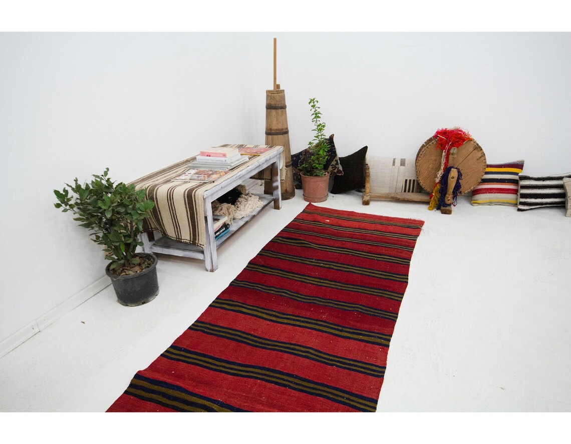 Vintage Red Turkish Kilim Runner 3.0 X 13.5 - Etsy