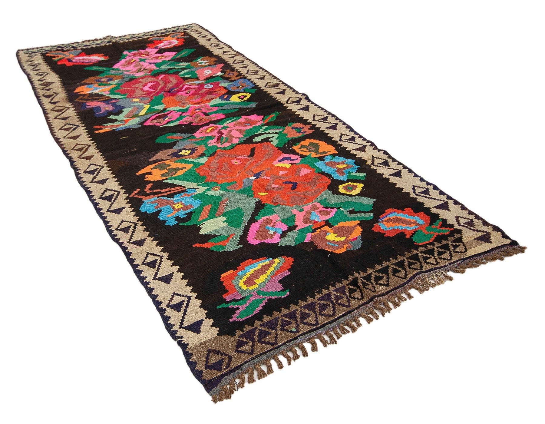 Floral Vintage Unique Turkish Kilim Rug 5.1 X 10.2 - Etsy