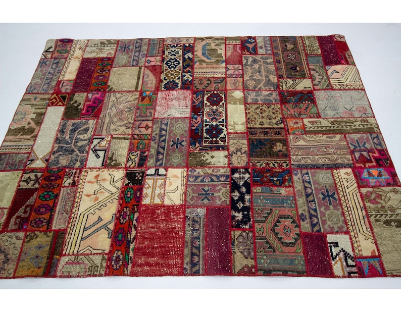Colorful Decorative Vintage Patchwork Rug - 4.9 X 6.4 - Etsy