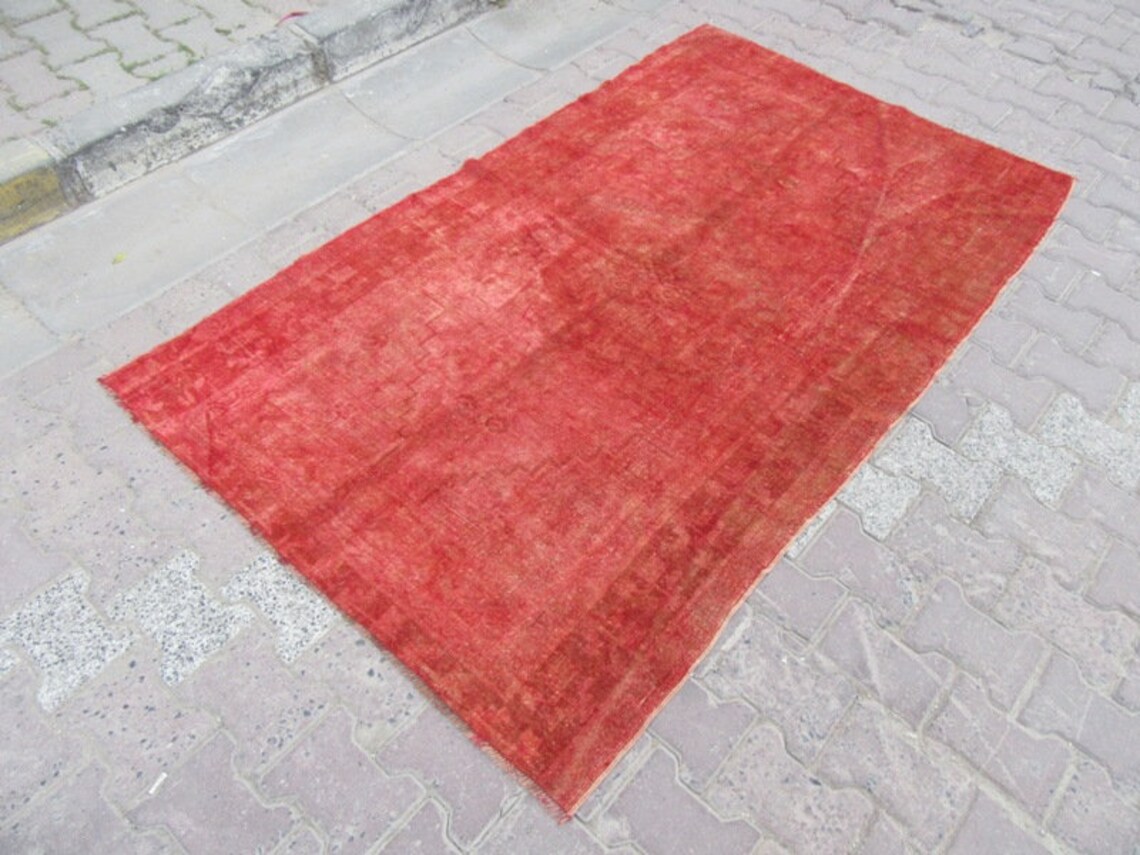 Vintage Red Overdyed Turkish Carpet 4.1 X 6.9 Ft | Etsy