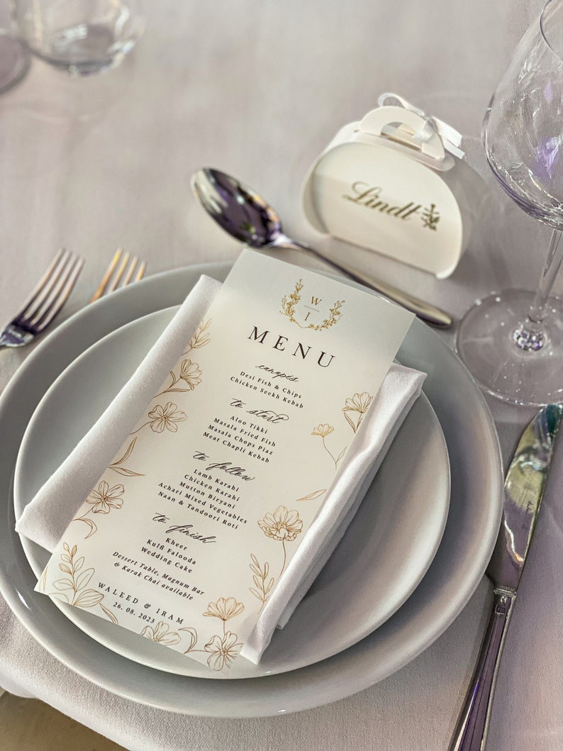 GOLD LEAF Menu Packs Delicate Vellum Perfect for Events and Weddings ...