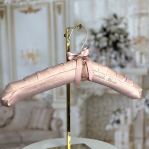 Rose Pink Satin Wedding Dress Hanger, Personalized Embroidery, Bridal ...