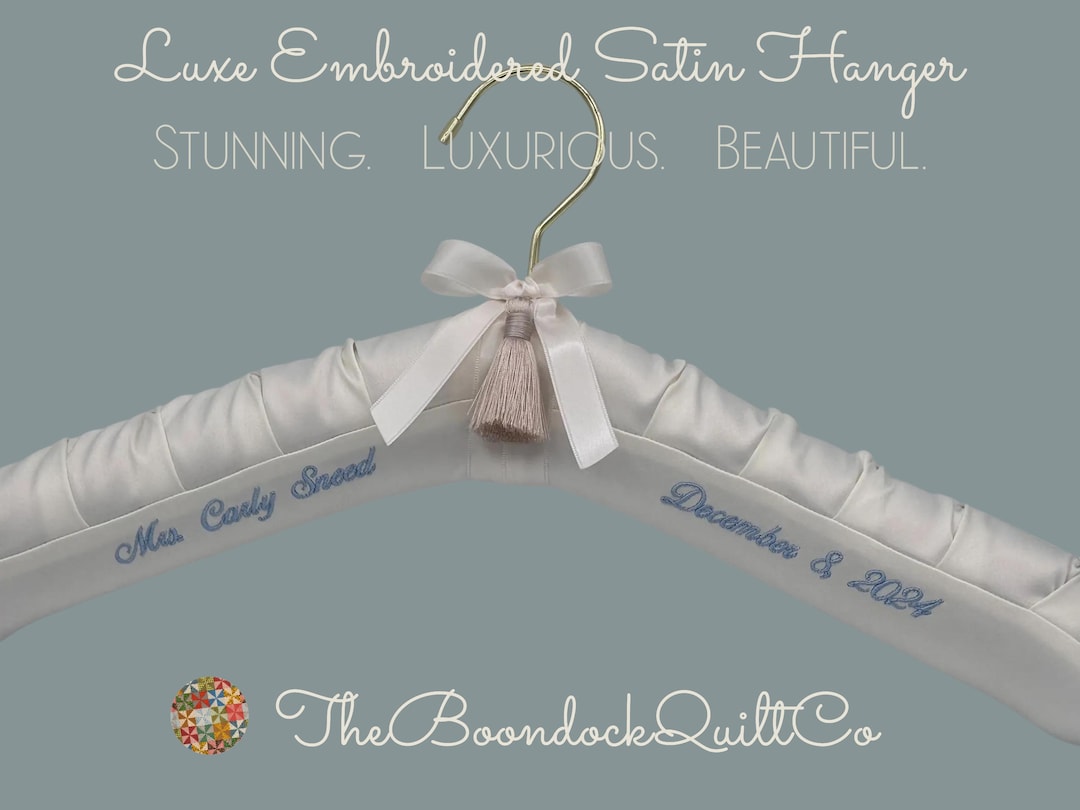 Something Blue! Personalized, Embroidered Luxe Satin Wedding Dress ...