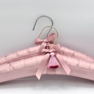 Rose Pink Satin Wedding Dress Hanger, Personalized Embroidery, Bridal ...