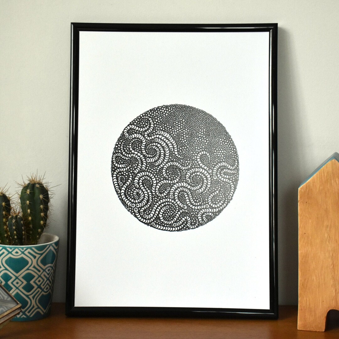 A4 Print Abstract Nature Inspired Drawing Monochrome - Etsy