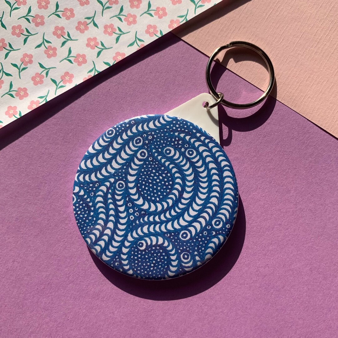 Keyring/badge Blue Waves Artwork Nature Inspired 58mm - Etsy