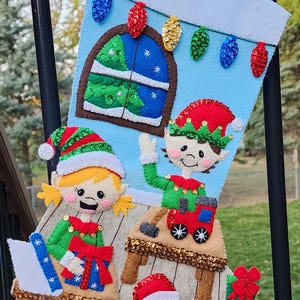 Completed Merry Stockings Workshop Elves 18" Felt Christmas Stocking - Etsy