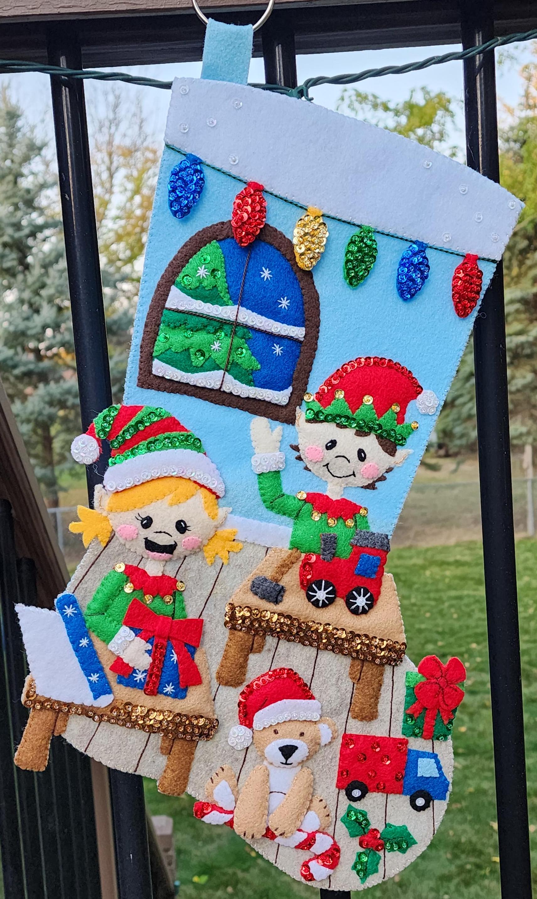 Completed Merry Stockings Workshop Elves 18" Felt Christmas Stocking - Etsy