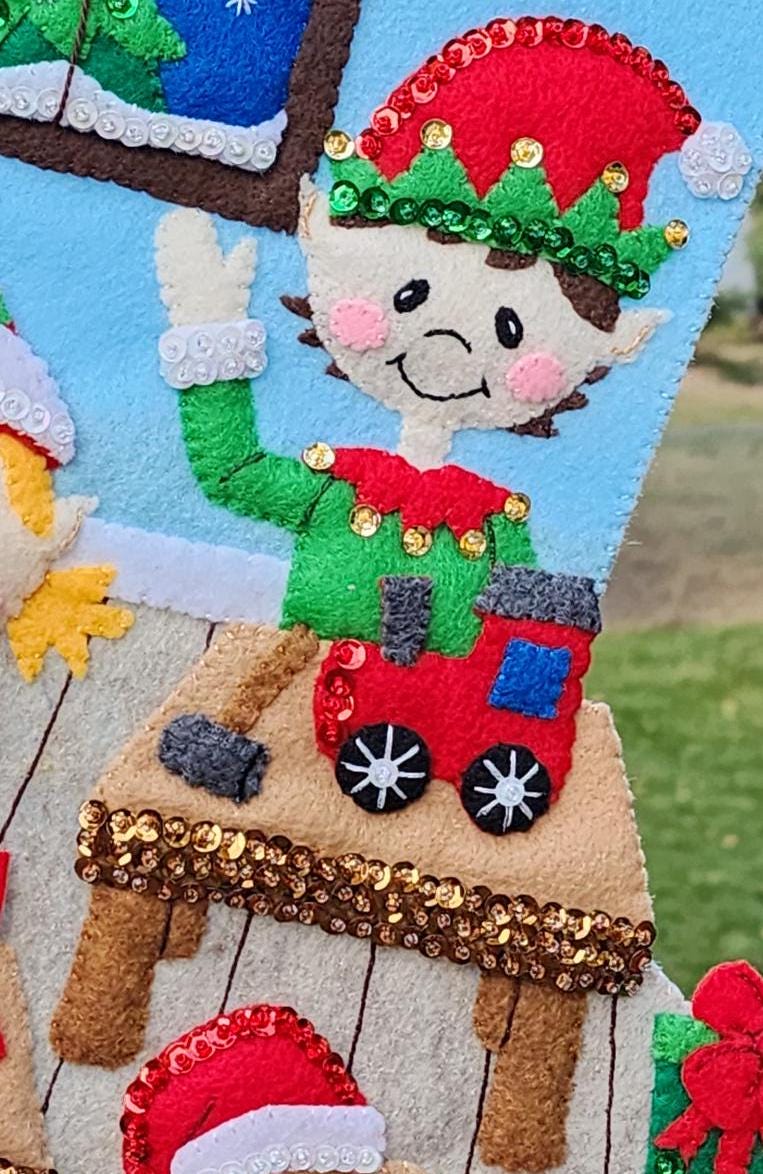 Completed Merry Stockings Workshop Elves 18" Felt Christmas Stocking - Etsy