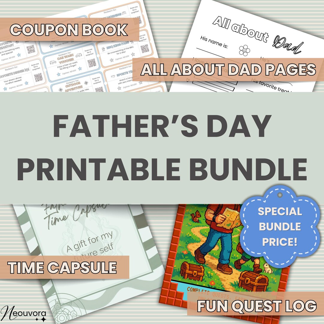 Father's Day Printable Bundle – Coupon Book, Time Capsule, All About ...