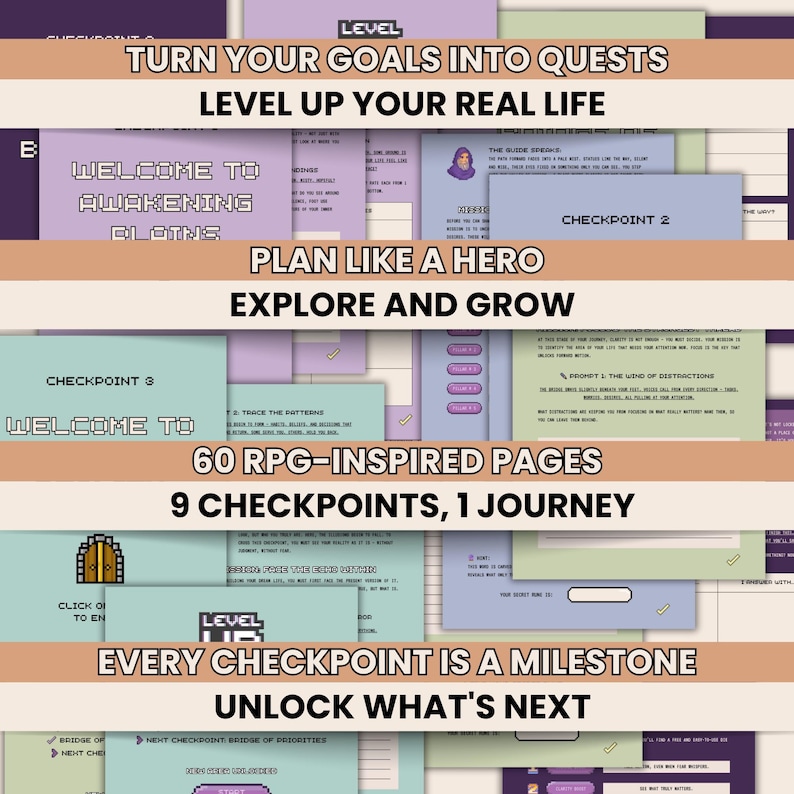 Gamified Digital Planner | Pixel Art Goal Journal PDF | Creative ...