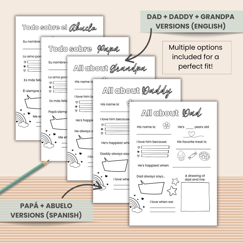 All About Dad Printable | Father’s Day Activity | Gift for Dad, Daddy ...