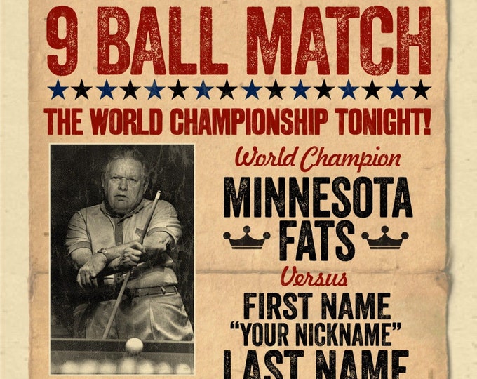 Personalized Billiards / Pool Champion Paper Poster 12x18 Size the ...