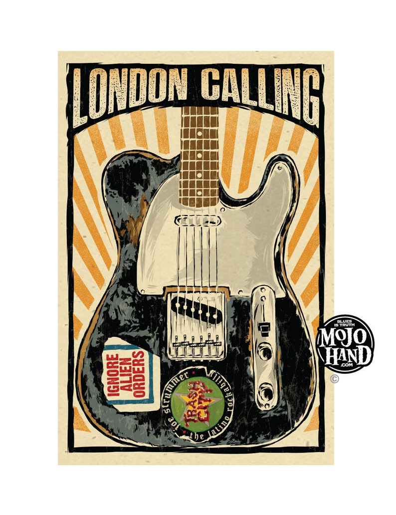 Joe Strummer / Clash Guitar Tribute Poster - 12"x18" Signed by the ...