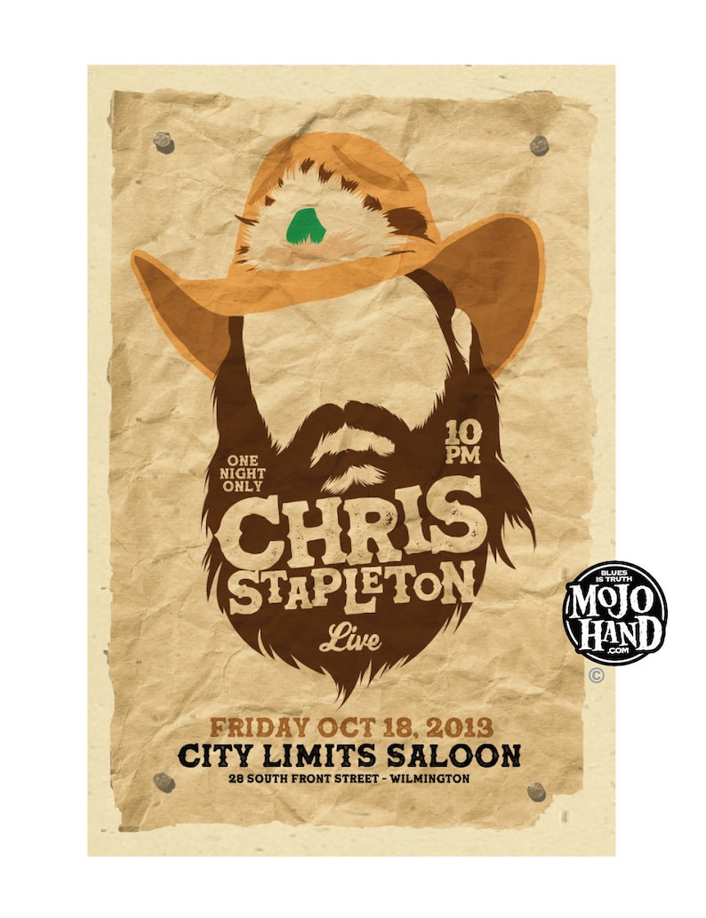 Chris Stapleton Concert Poster 2013 12x18 - Etsy