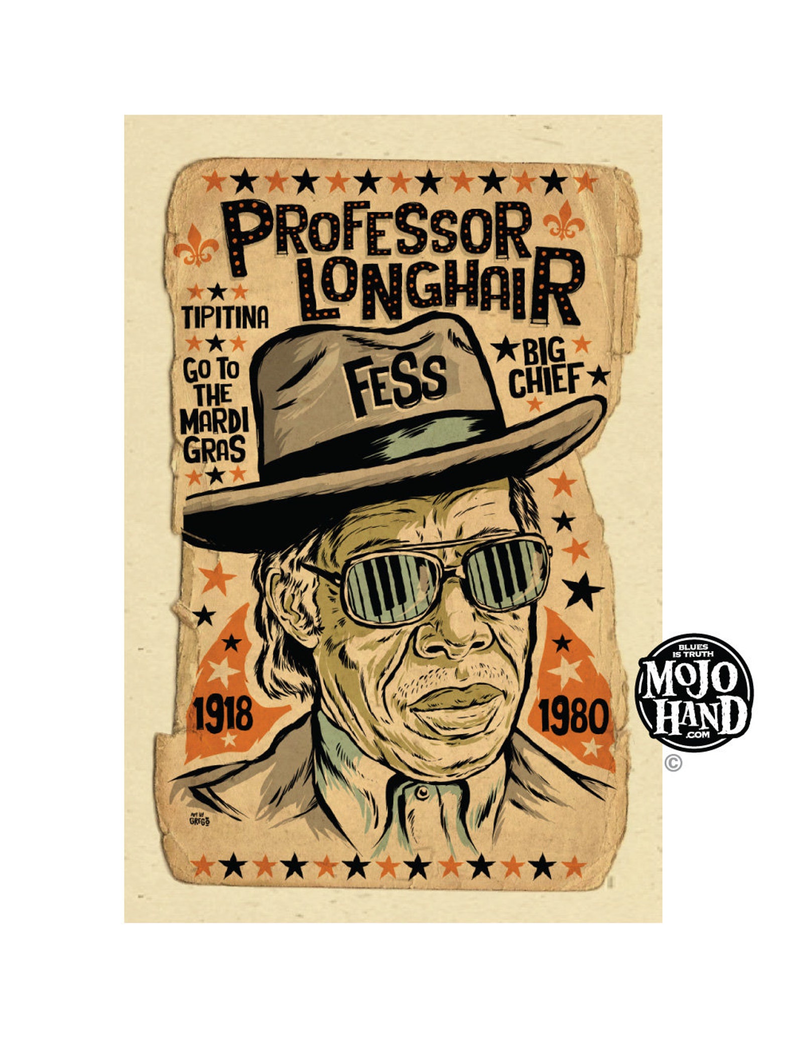 Professor Longhair Poster 12x18 Signed by the Artist Mardi Gras / New ...