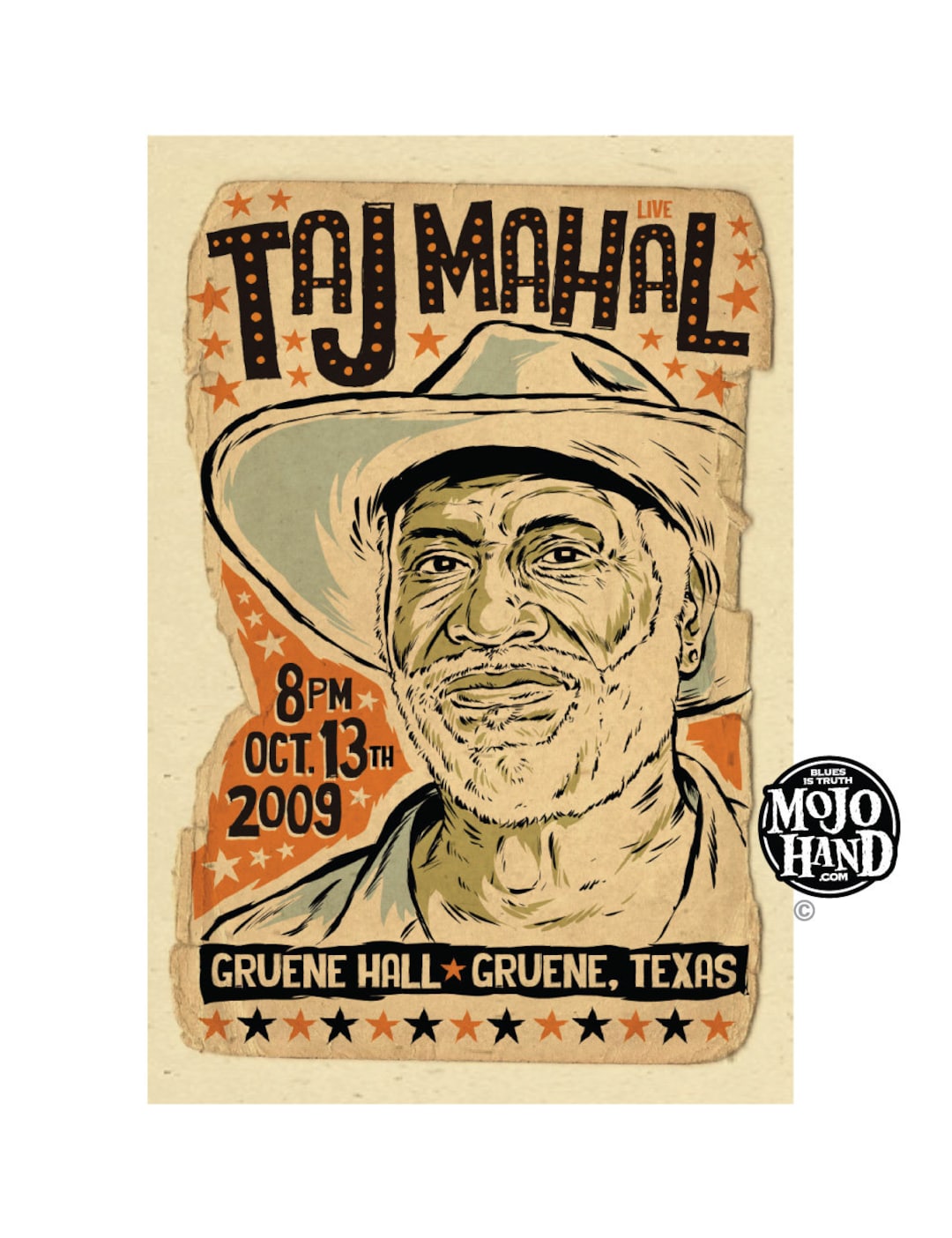 Taj Mahal Blues Folk Art Concert Poster - 12"x18" Signed by the Artist ...