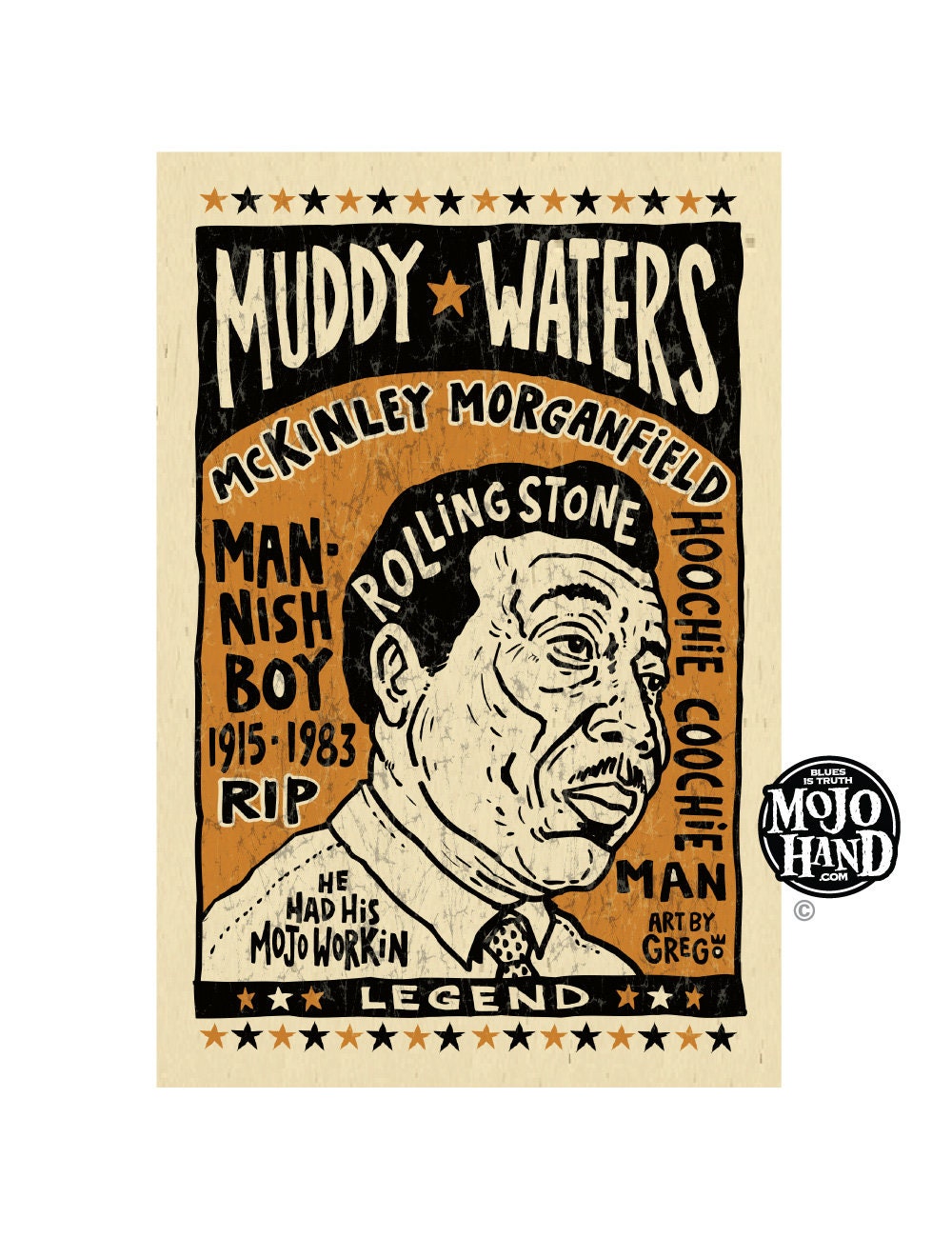 Muddy Waters Blues Folk Art Tribute Poster 12x18 - Etsy
